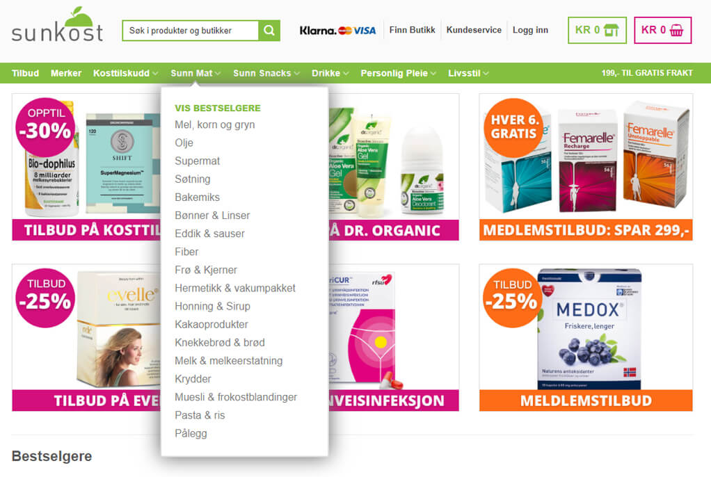 Sunkost info - Fri Frakt, Retur, og mer - Nettbutikkinfo