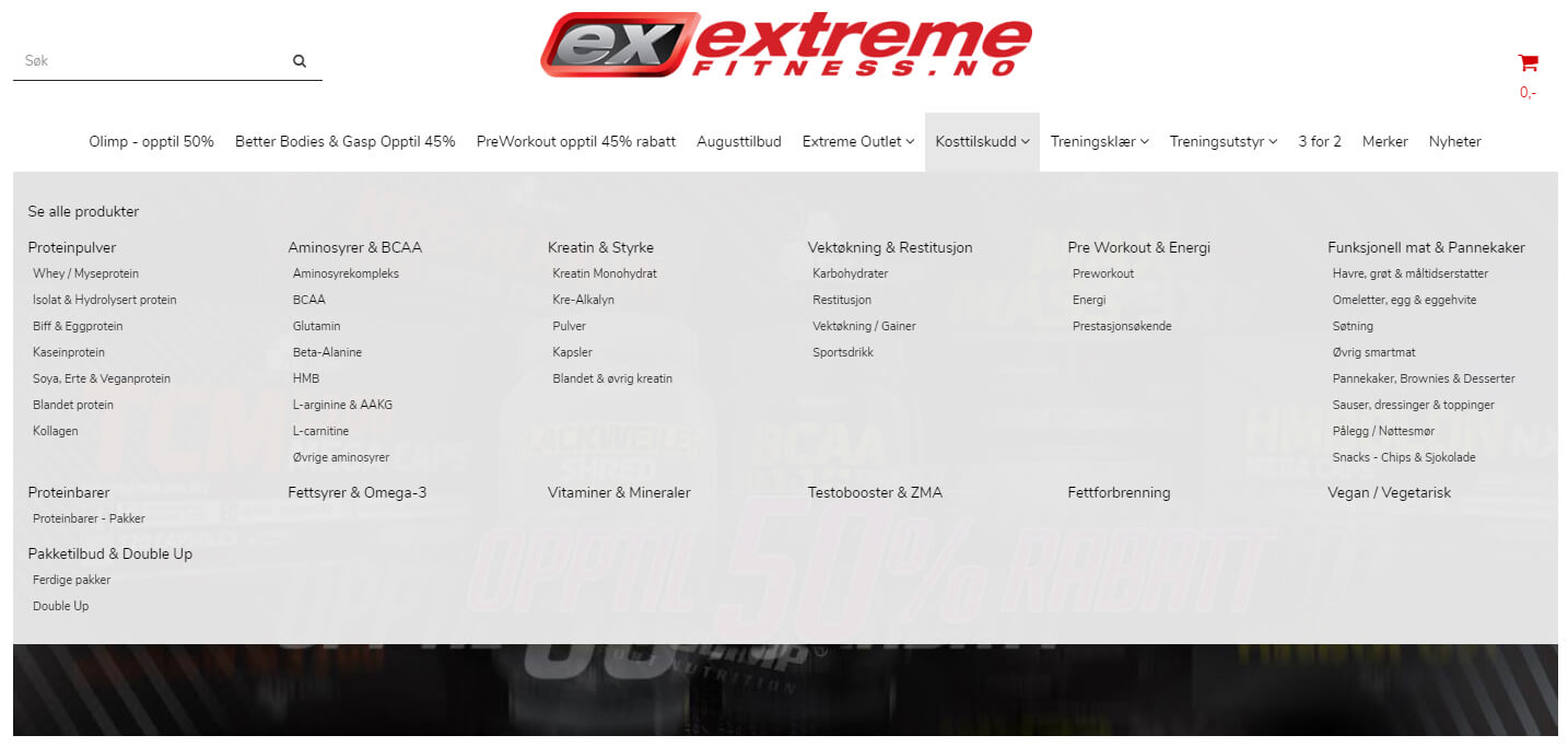 Extreme Fitness info - Fri Frakt, Retur, Vipps, og mer - Nettbutikkinfo